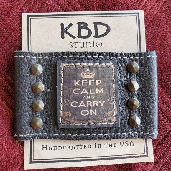 KBD | Jewelry | Kbd 2 Cuff Brown Leatherkeep Calm And Carry On | Poshmark